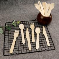 China Eco Friendly Disposable Wooden Spoon 160mm Food Grade Biodegradable Straight Tableware for sale