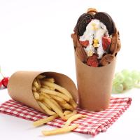 China Custom Kraft Paper French Fries Box Food Grade 12oz 32oz Disposable Takeaway for sale