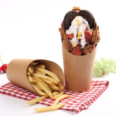 China Custom Kraft Paper French Fries Box Food Grade 12oz 32oz Disposable Takeaway for sale