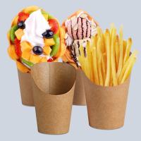China 12 oz Kraft Paper French Fries Box Food Grade Holder Custom Logo Disposable Takeaway for sale