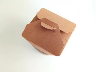 China 10x10x8cm Disposable Kraft Paper Noodle Box Eco-Friendly Custom Chip Box for sale