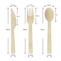 China Bamboo Tableware Customized Biodegradable Disposable Fork Spoon Knife for Green Meals for sale