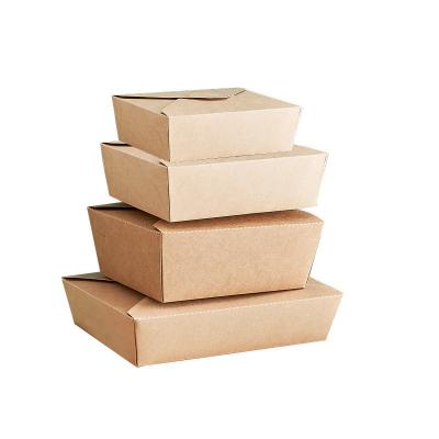 China Disposable Brown Kraft Paper Lunch Box 500ml Eco-Friendly Takeaway Container for sale