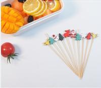China 100 Pack Disposable Bamboo Skewers 12cm Christmas Snowman Stickers Eco-Friendly for sale