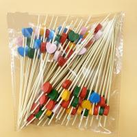 China Disposable Bamboo Skewers 12cm Custom Fruit Stickers Eco-Friendly Biodegradable for sale