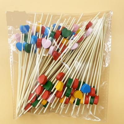 China Disposable Bamboo Skewers 12cm Custom Fruit Stickers Eco-Friendly Biodegradable for sale