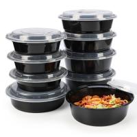 China Initial Payment Disposable PP Plastic Takeaway Food Container PP Black Bowl with Lid for sale