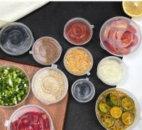 China Disposable PP Plastic Sauce Cup with Lid 13cm x 10.5cm Transparent Sealed Packaging for sale
