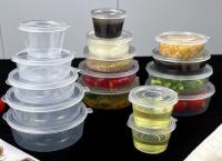 China Disposable PP Plastic Sauce Cup with Lid 13cm x 10.5cm Transparent Sealed Packaging for sale