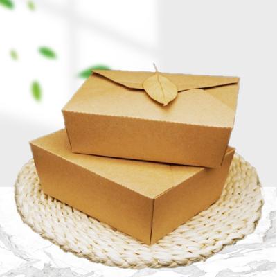 China Custom Logo Eco Friendly Disposable Take Away Kraft Paper Box for Lunch Container for sale