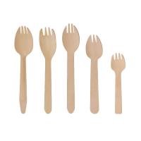 China Natural Wooden Spork 105mm 140mm 160mm Disposable Eco Friendly Straight Style Custom for sale