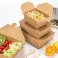 China OEM Disposable Kraft Paper Lunch Box 500ml for Burger Fries Salad Takeaway for sale