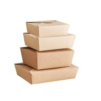 China OEM Disposable Kraft Paper Lunch Box 500ml for Burger Fries Salad Takeaway for sale