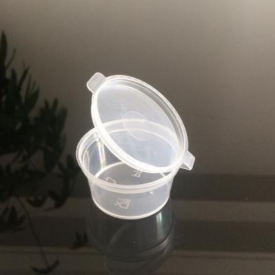 China Disposable Transparent Sealed Plastic Cup for Seperare Juice and Sauce Packaging Box for sale
