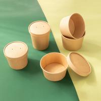China 8oz Disposable Kraft Paper Soup Bucket Eco Friendly Biodegradable 1000pcs per Carton for sale