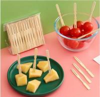 China Eco-Friendly Disposable Bamboo Fruit Fork 9cm Customizable Durable Biodegradable Cutlery for sale