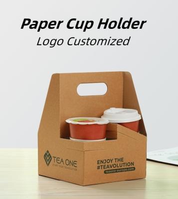China Kraft Paper Cup Holder 2 4 6 Cups Disposable Eco Friendly Take Away 14kg for sale