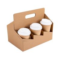 China Kraft Paper Cup Holder 2 4 6 Cups Disposable Eco Friendly Take Away 14kg for sale