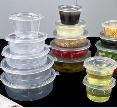 China Seperare Juice Saucecup Packaging Box 1oz Transparent Disposable Plastic Cup with Lid for sale