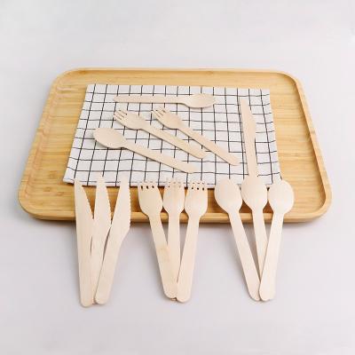 China Disposable 1.5g Eco-Friendly Wooden Fork Knife Spoon Set Food Contact Grade 33cm for sale