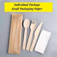 China Disposable 1.5g Eco-Friendly Wooden Fork Knife Spoon Set Food Contact Grade 33cm for sale