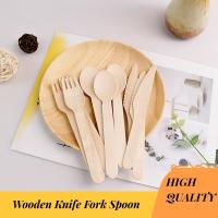 China Disposable 1.5g Eco-Friendly Wooden Fork Knife Spoon Set Food Contact Grade 33cm for sale