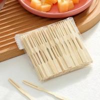 China Disposable Bamboo Fruit Fork 9cm Eco-Friendly Straight Cutlery for Salad for sale