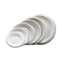 China 9 inch Eco Friendly Sugarcane Bagasse Round Disposable Plate 47x33x31.5 cm for sale