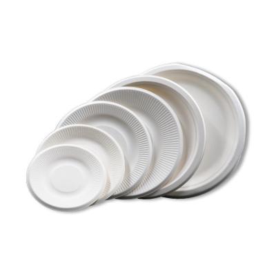 China 9 inch Eco Friendly Sugarcane Bagasse Round Disposable Plate 47x33x31.5 cm for sale