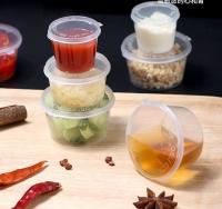 China Disposable PP Sauce Cup with Lid 13cm x 12.4cm x 10.5cm Perfectly Sealed Plastic Bucket for sale