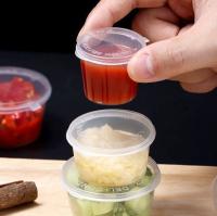 China Disposable 1 Oz Food Grade Plastic Cup with Lid and Separate PP Box for Sauce or Juice for sale