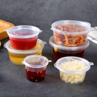 China SGS Checked Food Grade PP Plastic Cup 1-8 Oz Sauce Juice Separate Box with Lid for sale