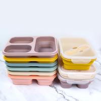 China Portable Lunch Box Microwave Safe 3 Compartment Customized Silicone 1000ml for Office for sale