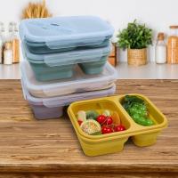 China Portable Lunch Box Microwave Safe 3 Compartment Customized Silicone 1000ml for Office for sale