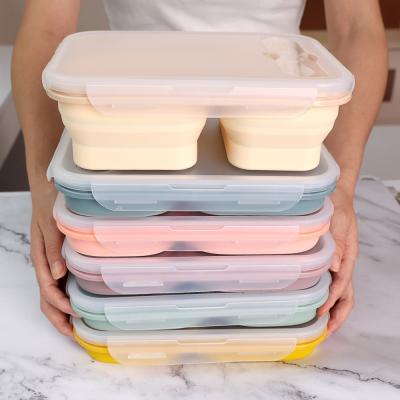 China Food Grade Three Compartments Silicone Bento Lunch Box for Kids Customized Request for sale