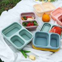China Leakproof BPA Free Silicone Bento Lunch Box 240x175x75.5mm 385g Custom Colors for sale