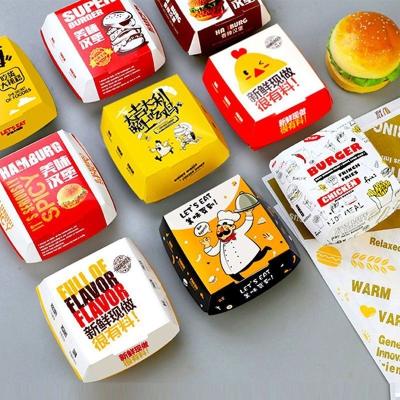 China Eco-Friendly Disposable Kraft Paper Hamburger Take Out Boxes 1000ml Food Containers for sale