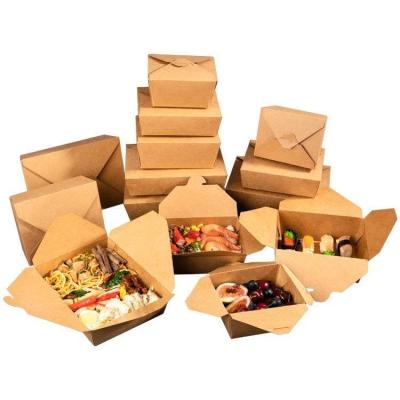 China Kraft Paper Disposable Hamburger Lunch Box 1000ml Custom Fast Food Takeaway Packaging for sale