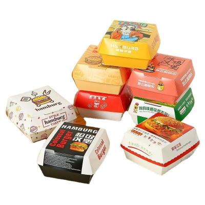 China Biodegradable Cardboard Burger Box Food Grade Disposable Takeaway Packaging 500ml for sale