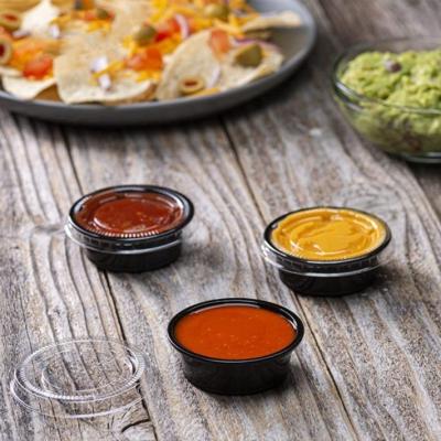 China Customized 2 Oz Disposable PP Sauce Cups with Lids for Portion Control 13cm for sale