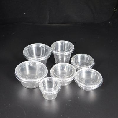 China 1 Oz Degradable Plastic Sauce Cup with Lid 13cm x 12.4cm x 10.5cm Eco Friendly Disposable Condiment Cup for sale