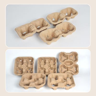 China Cardboard Paper Cup Carrier 200x90x250mm Custom Logo 1 2 4 Compartments 14kg Capacity Disposable Coffee Holder for sale
