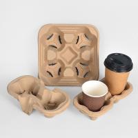 China Cardboard Paper Cup Carrier 200x90x250mm Custom Logo 1 2 4 Compartments 14kg Capacity Disposable Coffee Holder for sale