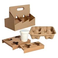 China Cardboard Paper Cup Carrier 200x90x250mm Custom Logo 1 2 4 Compartments 14kg Capacity Disposable Coffee Holder for sale