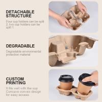China Cardboard Paper Cup Carrier 200x90x250mm Custom Logo 1 2 4 Compartments 14kg Capacity Disposable Coffee Holder for sale