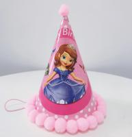 China Paper Birthday Party Hat with Cartoon Cake Design Elastic Pet Cap 19cm Custom Size for sale