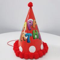 China Paper Birthday Party Hat with Cartoon Cake Design Elastic Pet Cap 19cm Custom Size for sale
