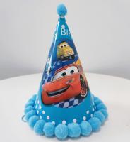 China Paper Birthday Party Hat with Cartoon Cake Design Elastic Pet Cap 19cm Custom Size for sale