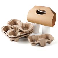 China Brown Kraft Paper Coffee Cup Carrier Holder 2 Cup Custom Recyclable Eco Friendly Takeaway for sale