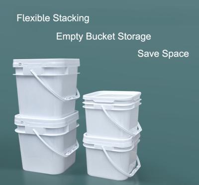 China Square Plastic Bucket with Lid 1L 2L 3L 4L 5L PP Round Eco Friendly Biodegradable Custom Logo for sale